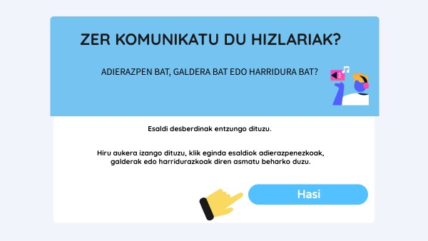 Zer komunikatu du hizlariak?