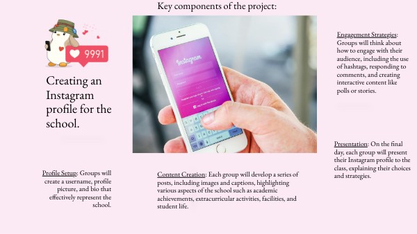 Creating an Instagram profile for the school. | Genially