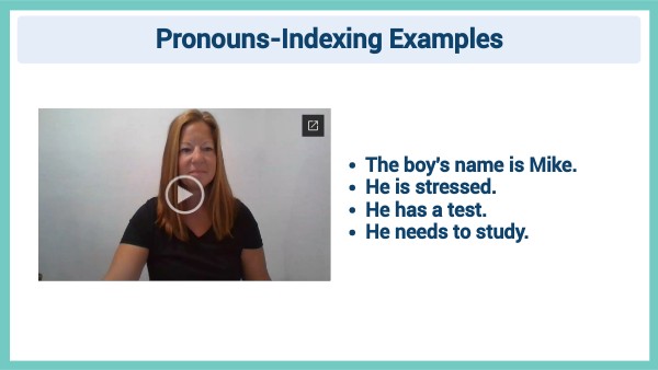 Learn 1.8 Pronouns-Indexing Examples