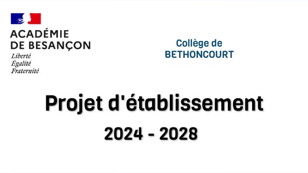 Projet établissement - Bethoncourt | Genially