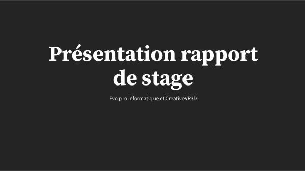 Présentation rapport de stage | Genially