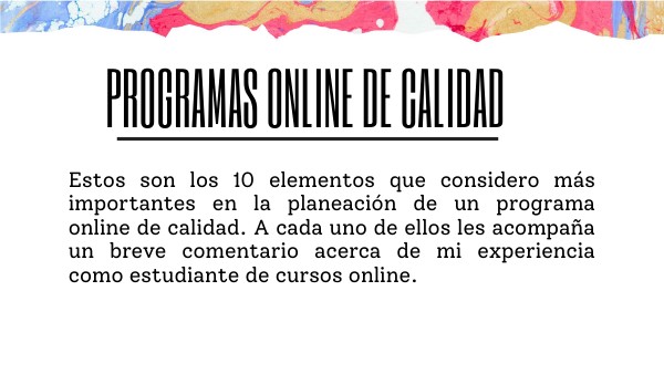 Elementos que integran los programas online de calidad