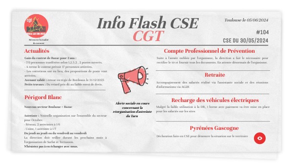 Infos Flash CGT n°104 - CSE du 30-05-2024 | Genially