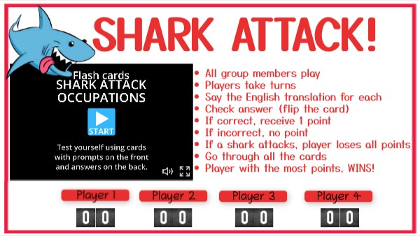 SHARK ATTACK GAME OCCUPATIONS