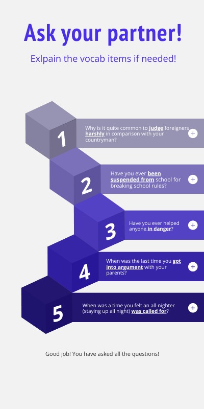 Ask your partner - Student Blue