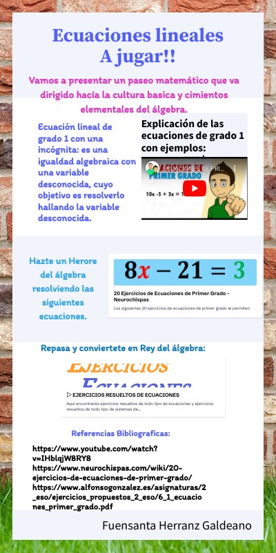 Infografía Ecuaciones grado 1 | Genially