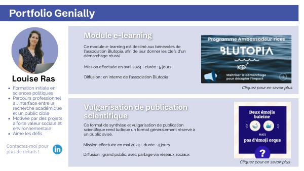 Portfolio de projets Genially - Louise Ras