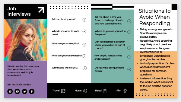 Activity 2.1: The most common questions asked in Job Interviews | Genially