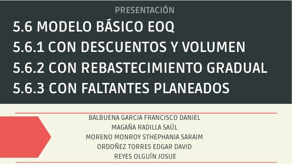 Presentación MODELO EOQ | Genially