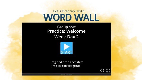 Welcome Week lesson 2 Word Wall | Genially