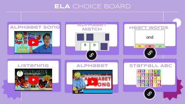 Choice Boards- ELA and Math
