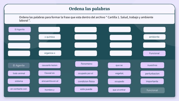 Ordenar las palabras
