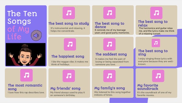 My 10 songs | Genially