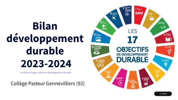 Bilan développement durable 2023-2024 | Genially