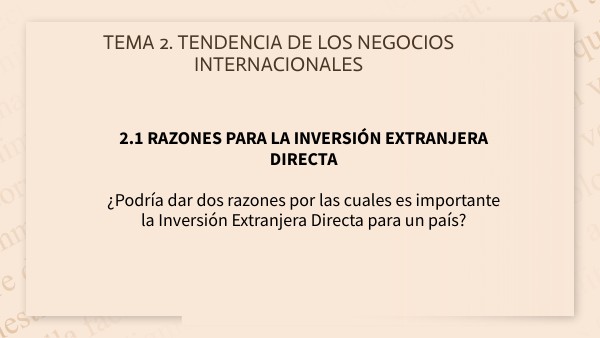 WESTHILL. TEMA DOS. Tendencia de los Negocios Internacionales | Genially