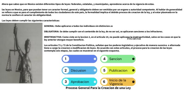 Proceso general para la creación de una ley. | Genially
