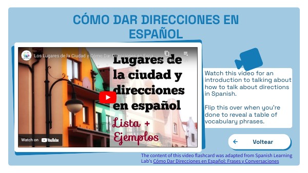 Video Flipcard: Cómo Dar Direcciones en Español | Genially