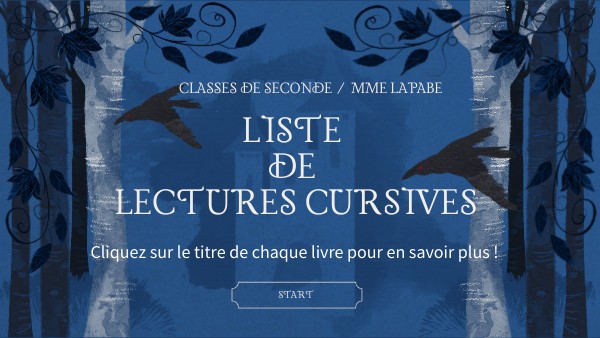 Liste de lectures cursives 2ndes | Genially
