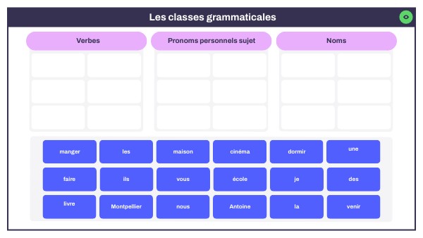 Classes grammaticales