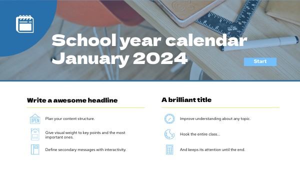 School Year Calendar January | Genially