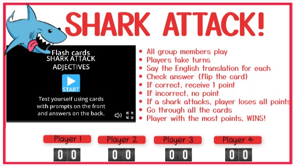 SHARK ATTACK GAME ADJECTIVES