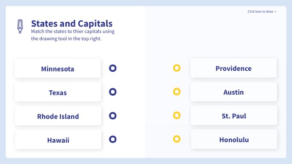 States and Capitals Matching