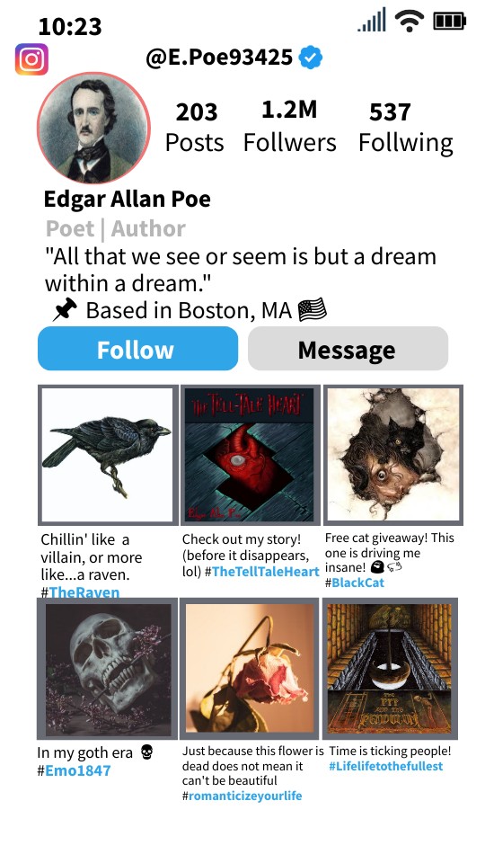 Edgar Allan Poe Insta ELA 7th
