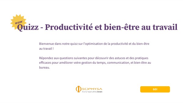 Quizz - Productivité et bien-être au travail | Genially