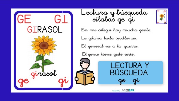 LECTURA Y BÚSQUEDA SÍLABAS GE GI