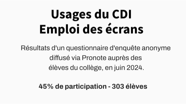 Enquête CDI Juin 2024 | Genially