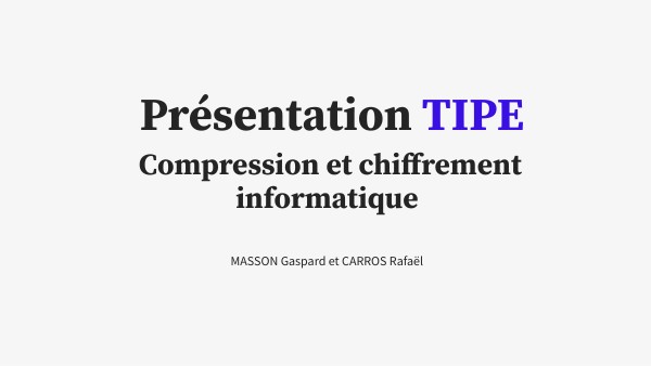 Présentation TIPE