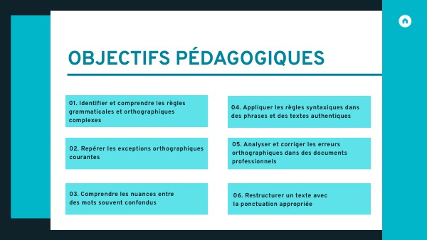 Objectifs pédagogiques