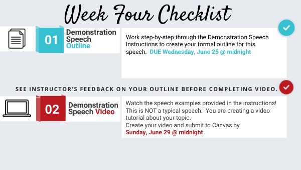 Week Four Checklist