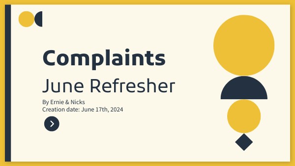 Complaints Refresher | Genially