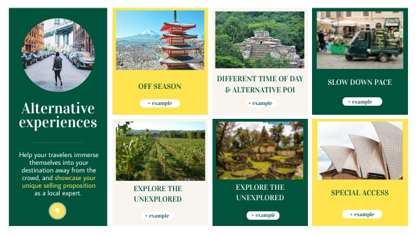 Alternative experiences