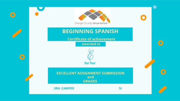 STAR STUDENT CERTIFICATE BEG. SP