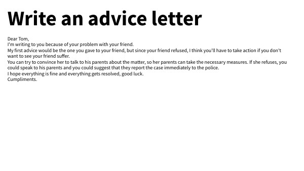 Write an advice letter | Genially