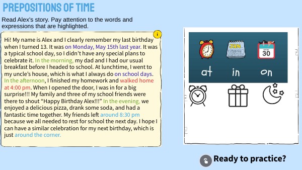Didactic set of prepositions of time