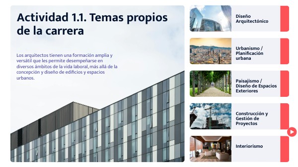 Act. 1.1. Temas propios de la carrera. | Genially