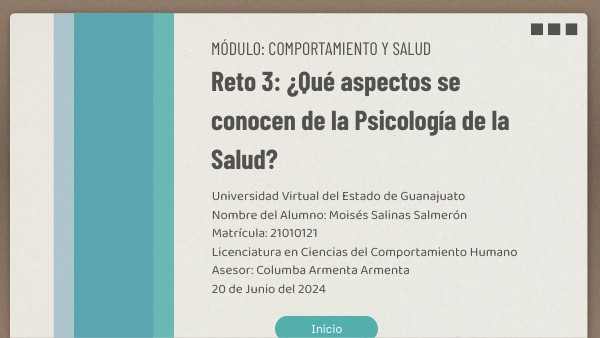 Comportamiento y salud Reto 3 | ¿Qué aspectos se conocen de la psicolo ...