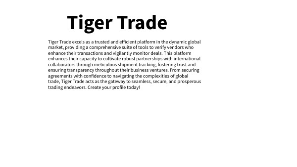 Tiger Trade | Genially