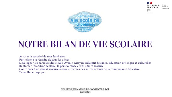 Bilan de vie scolaire - Collège JM Nogent-le-Roi