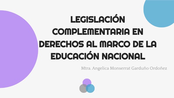 Legislación complementaria en derechos al marco de la educación nación
