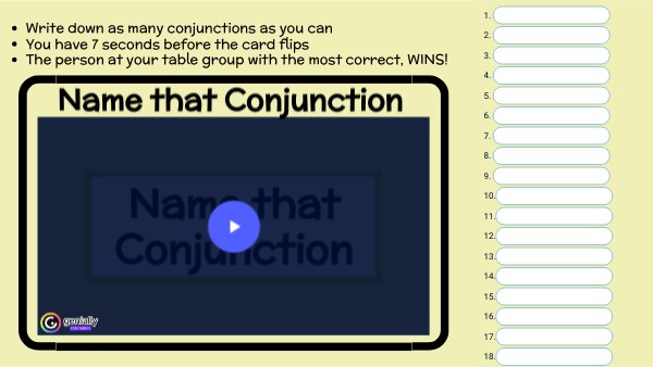 NAME THAT CONJUNCTION | Genially