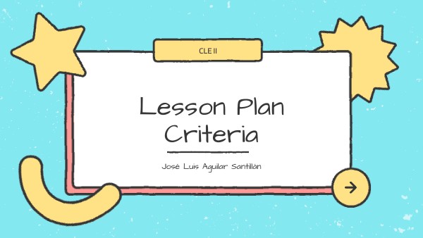 Lesson plan Criteria