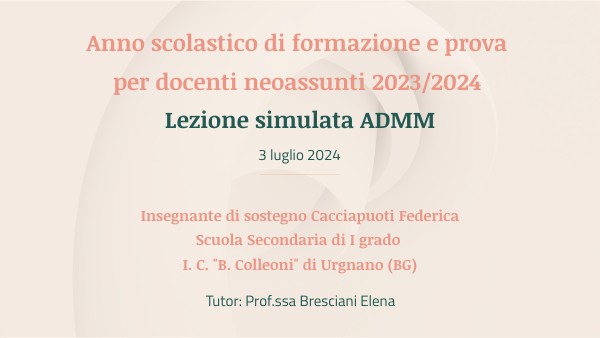 Lezione simulata ADMM a. s. 2023/2024 | Genially