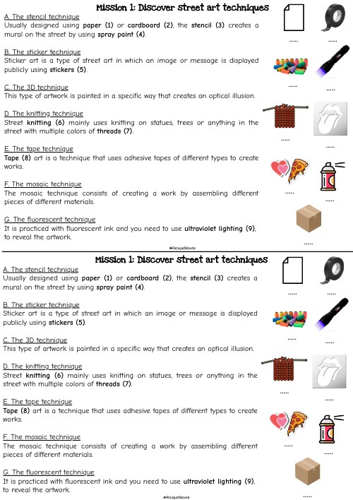 4e - Unit 3 - Street art - worksheets | Genially