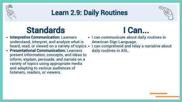Learn 2.9: Daily Routines