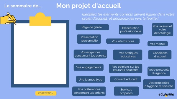 Le sommaire de mon projet d'accueil | Genially