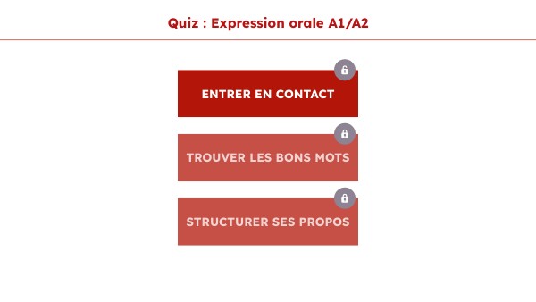 Quiz : Expression orale A1/A2